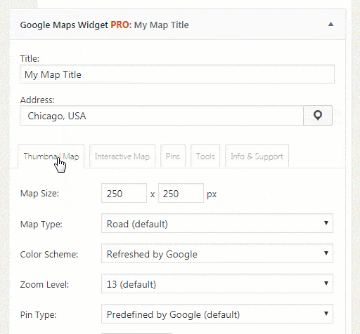 Configuring Multiple Pins Google Maps Widget